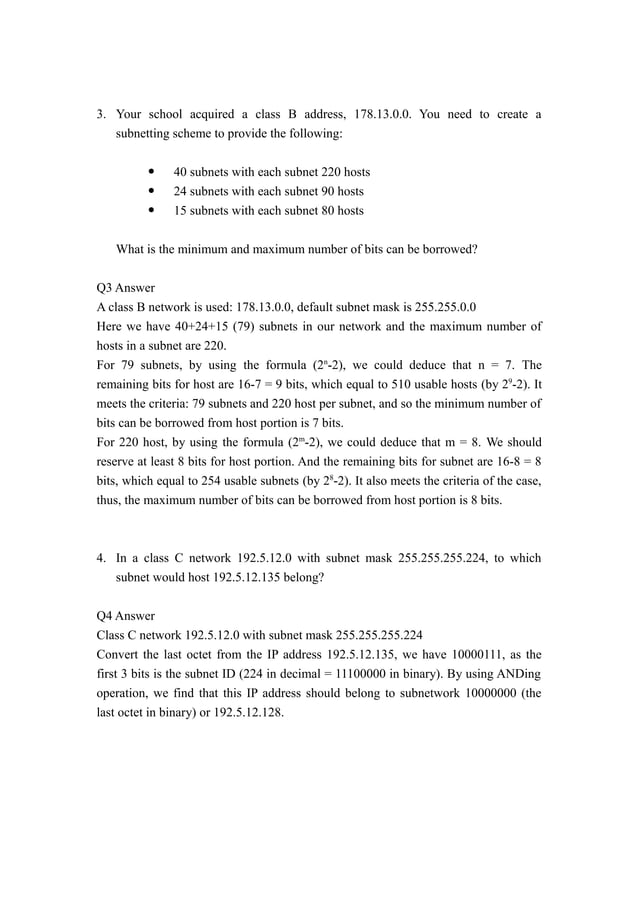 Subnet Questions With Ansnetworking Doc Computer Networking