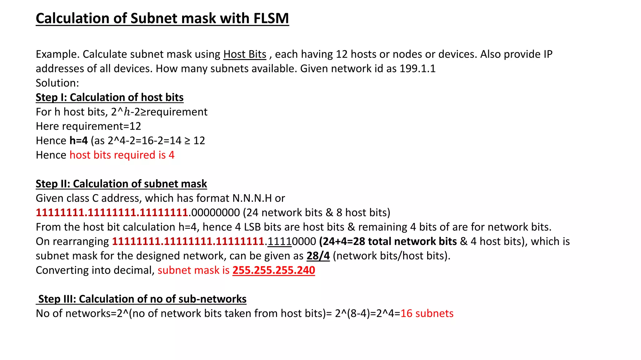 Subnetting (FLSM & VLSM) with examples | PPTX