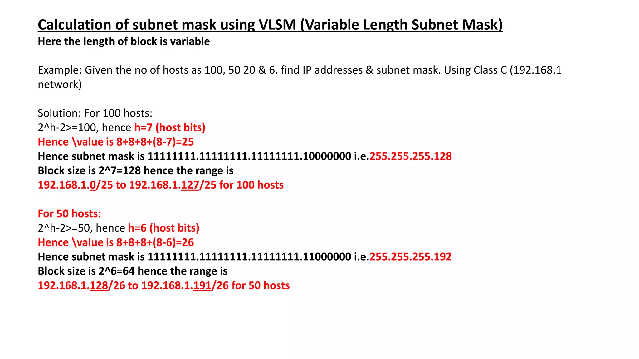 Subnetting (FLSM & VLSM) with examples | PPTX