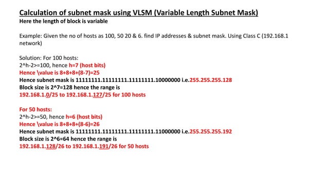 Subnetting (FLSM & VLSM) with examples | PPTX | Computer Networking | Computing