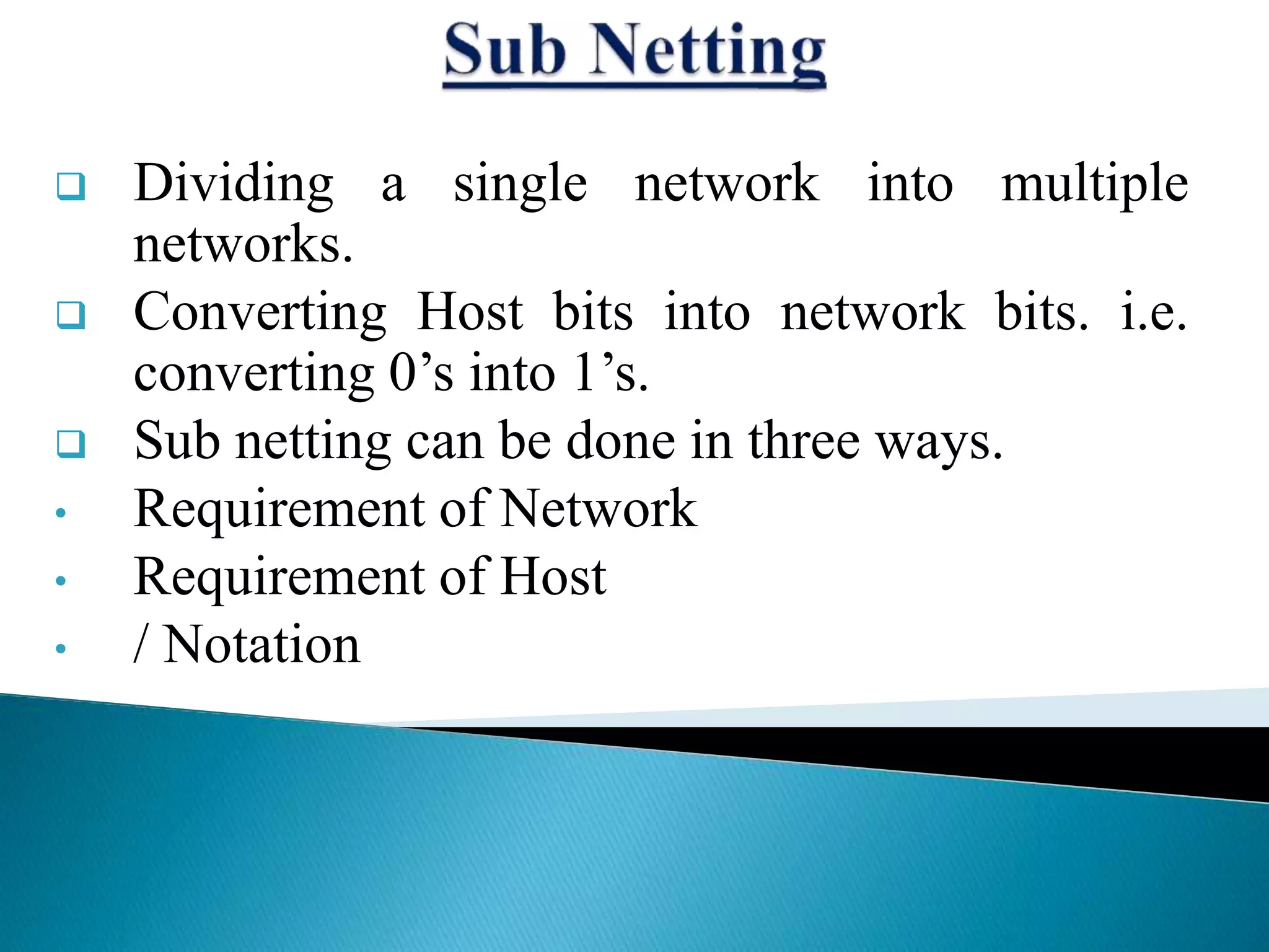Sub Netting | PPTX | Computer Networking | Computing