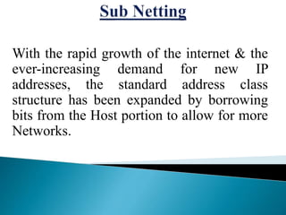 Sub Netting | PPTX | Computer Networking | Computing
