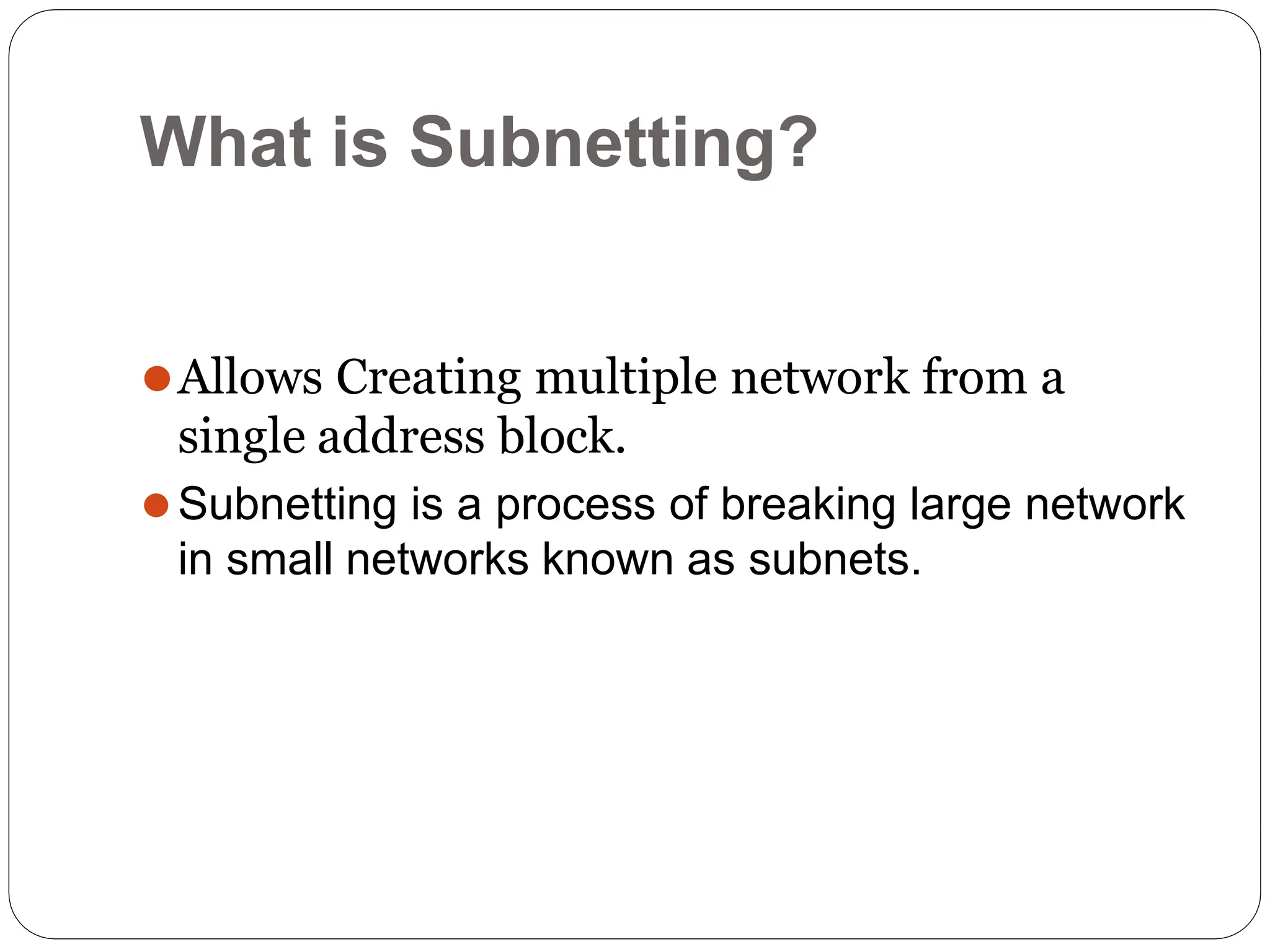Data Communications And Network Subnetting Ppt