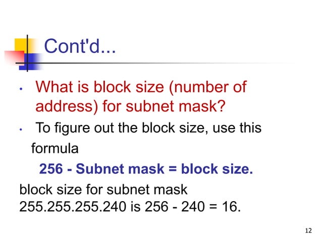 data communication and networking: subnetting | PPT