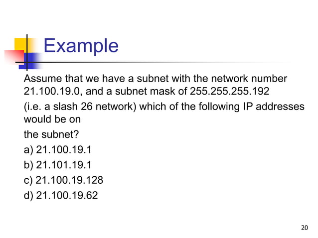 data communication and networking: subnetting | PPT