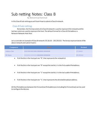 Subnetting class B | DOCX