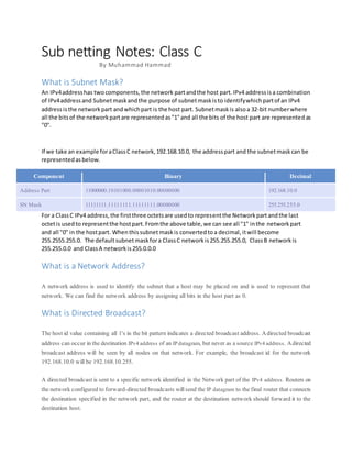 Subnetting class C | DOCX