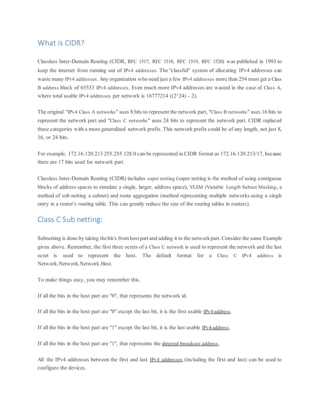 Subnetting Class C Docx