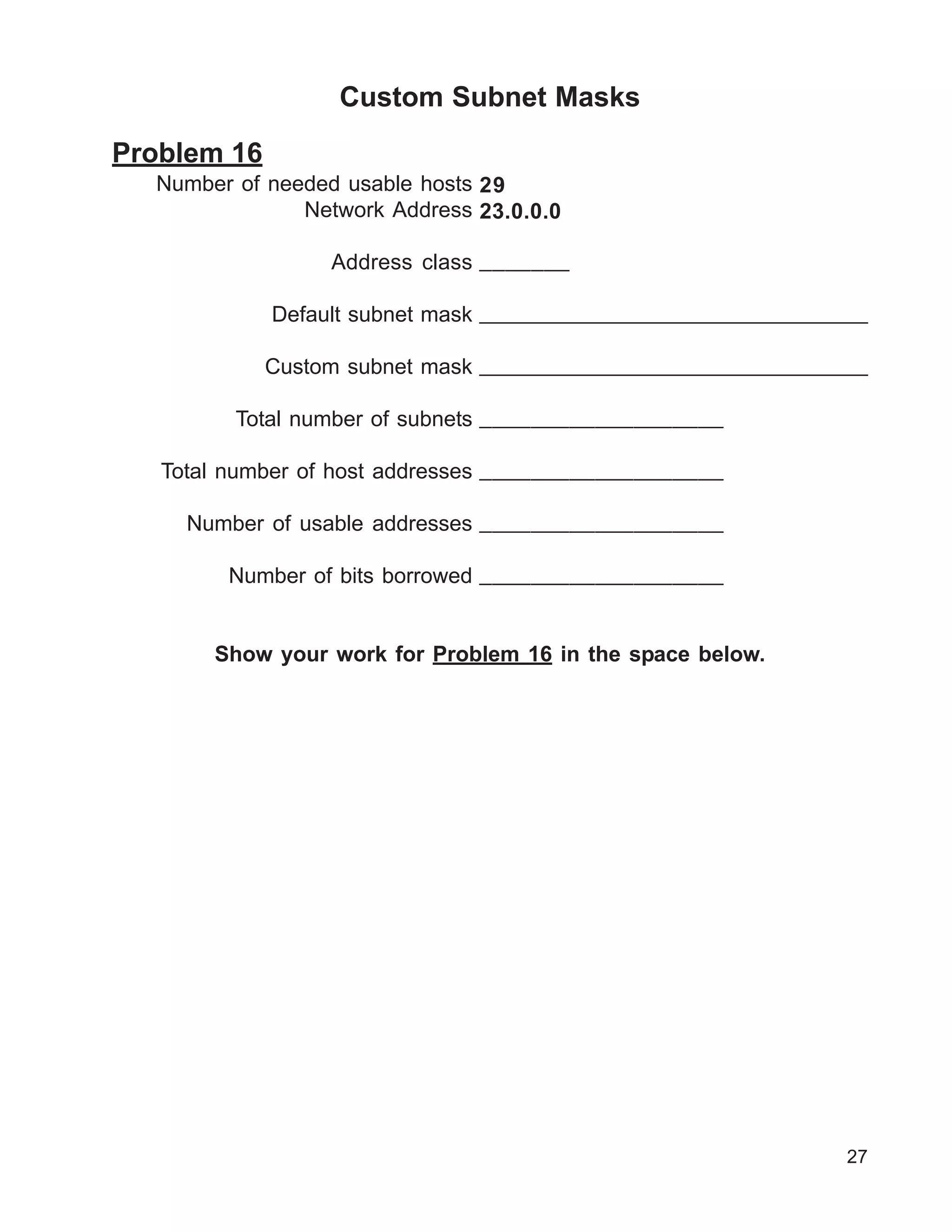 Subnetting Principles Worksheet | PDF