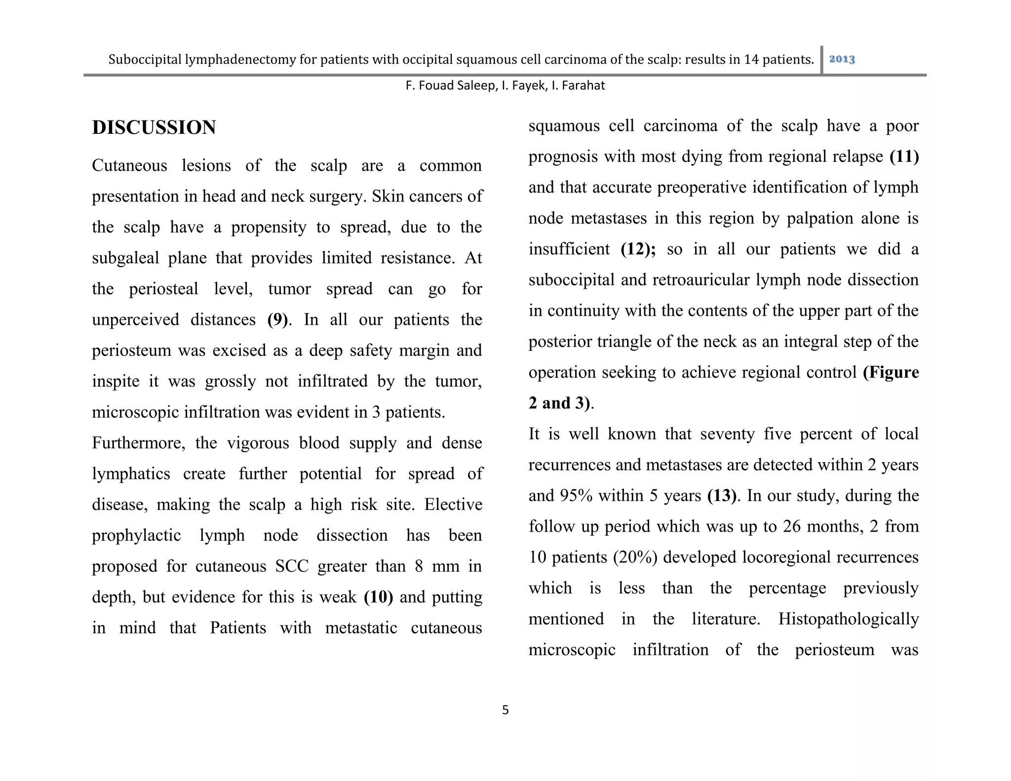 Suboccipital lymphadenectomy for patients with occipital squamous cell ...