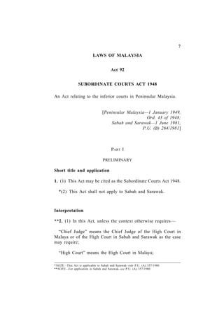 Subordinate courts act 1948 92 | PDF