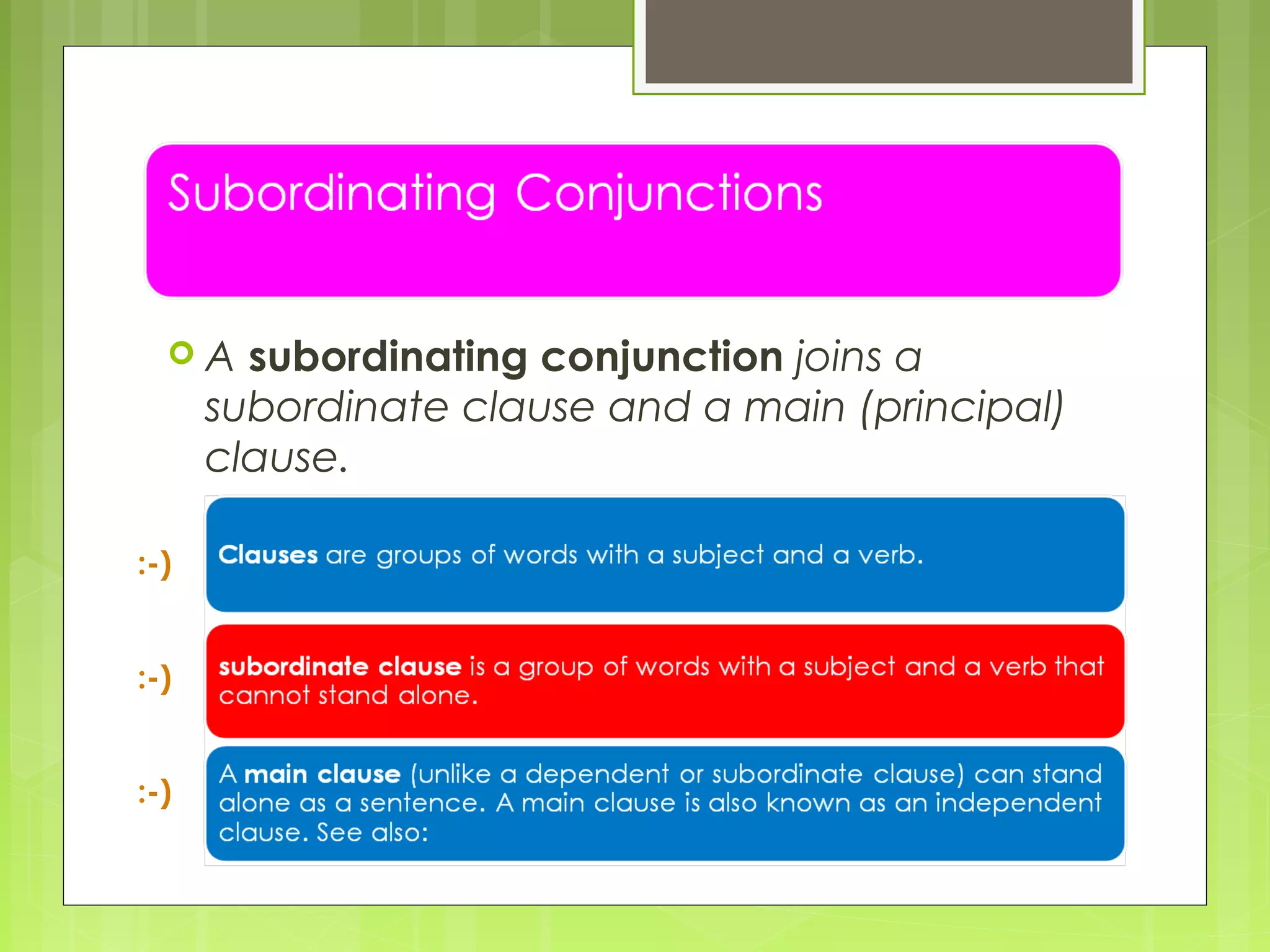Subordinating conjunction | PPT