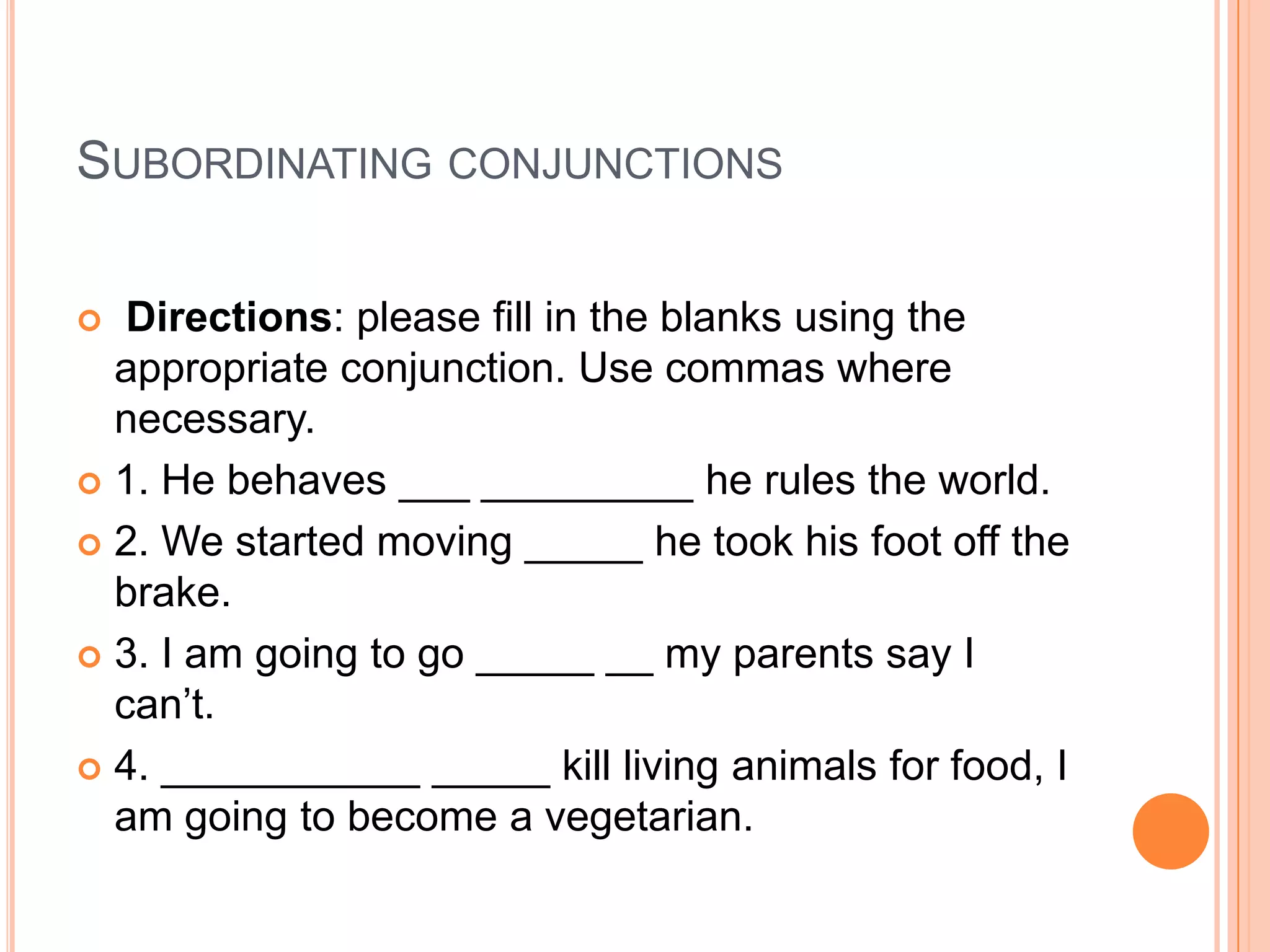 Subordinating conjunctions | PPTX