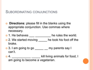 Subordinating conjunctions | PPTX