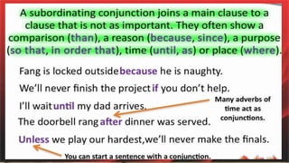subordinating conjunctions powerpoint for elementary | PPTX
