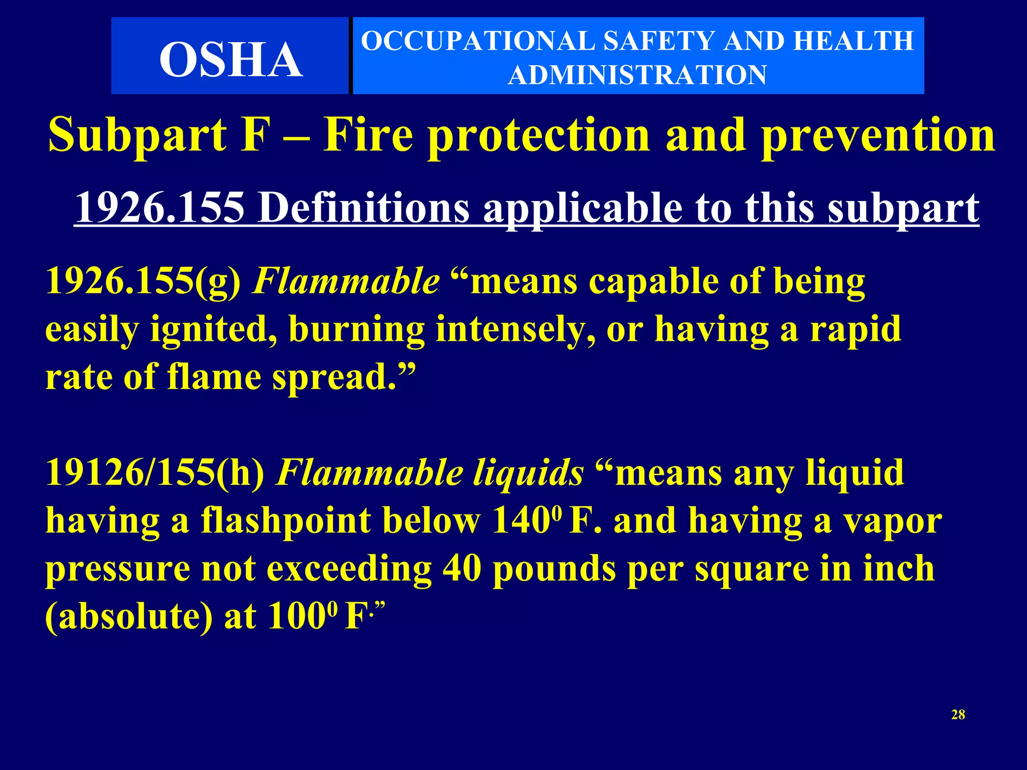 Subpart F - Fire Protection | PPT