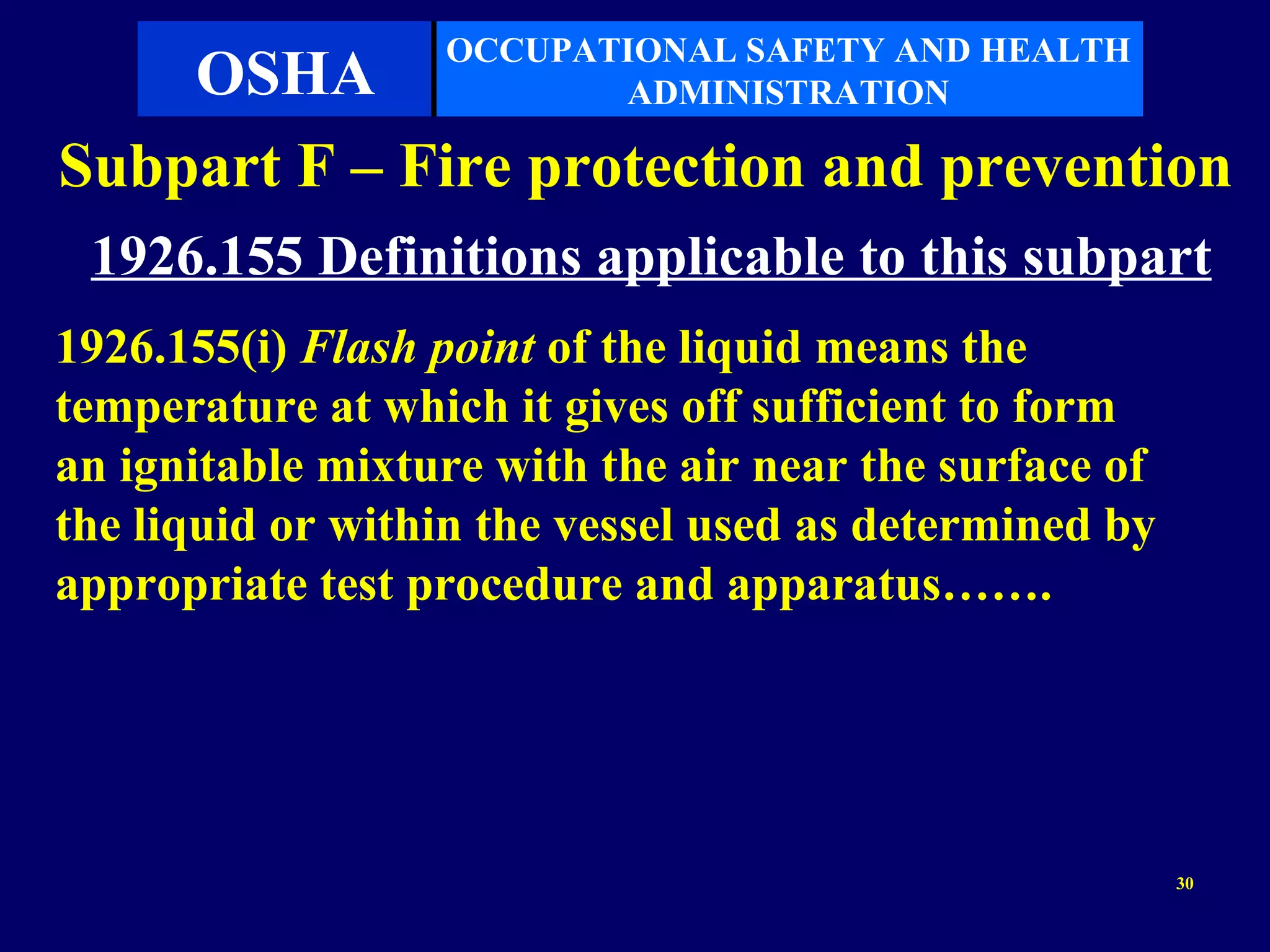 Subpart F - Fire Protection | PPT