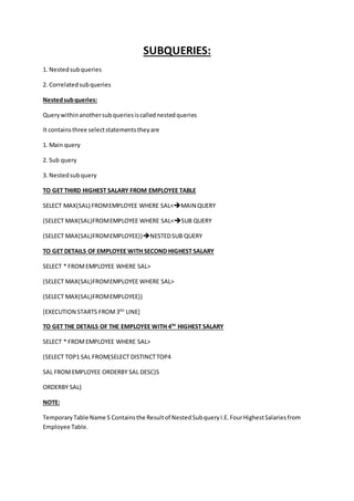 Subqueries | DOCX