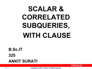 ADVANCE SQL-"Sub queries" | PPTX | Databases | Computer Software and ...