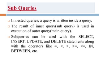 Sub queries | PPT