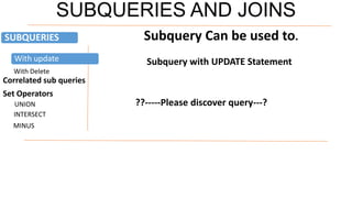 Subqueriesandjoins unit6 | PPT
