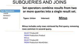 Subqueriesandjoins unit6 | PPT