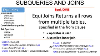 Subqueriesandjoins unit6 | PPT
