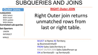 Subqueriesandjoins unit6 | PPT