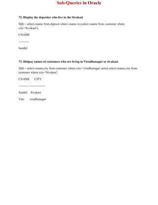 Sub Queries in oracle | PDF | Databases | Computer Software and Applications