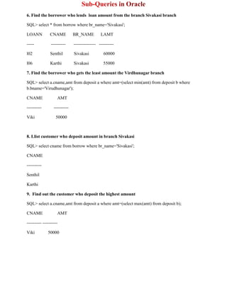 Sub Queries in oracle | PDF | Databases | Computer Software and Applications