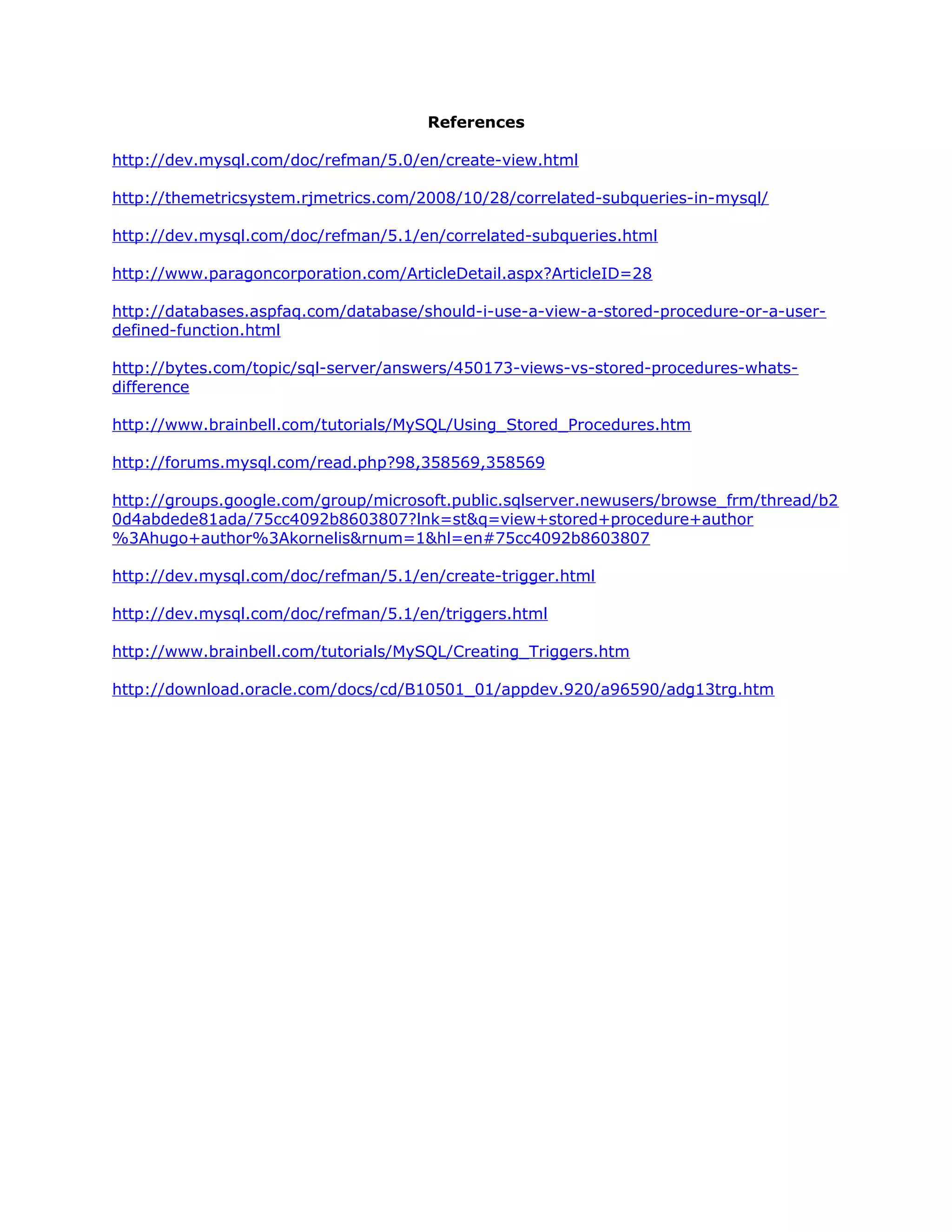 Subqueries Views Stored Procedures Triggers Transactions Pdf