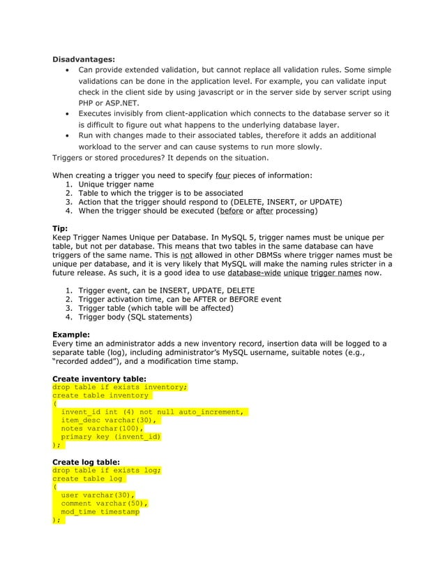 Subqueries Views Stored Procedurestriggerstransactions Pdf