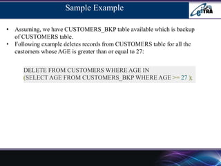 Sub query example with advantage and disadvantages | PPT
