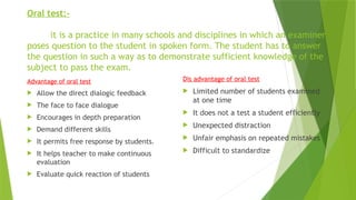 Evaluation tools (oral test, PPT, Achievement test....etc) | PPT