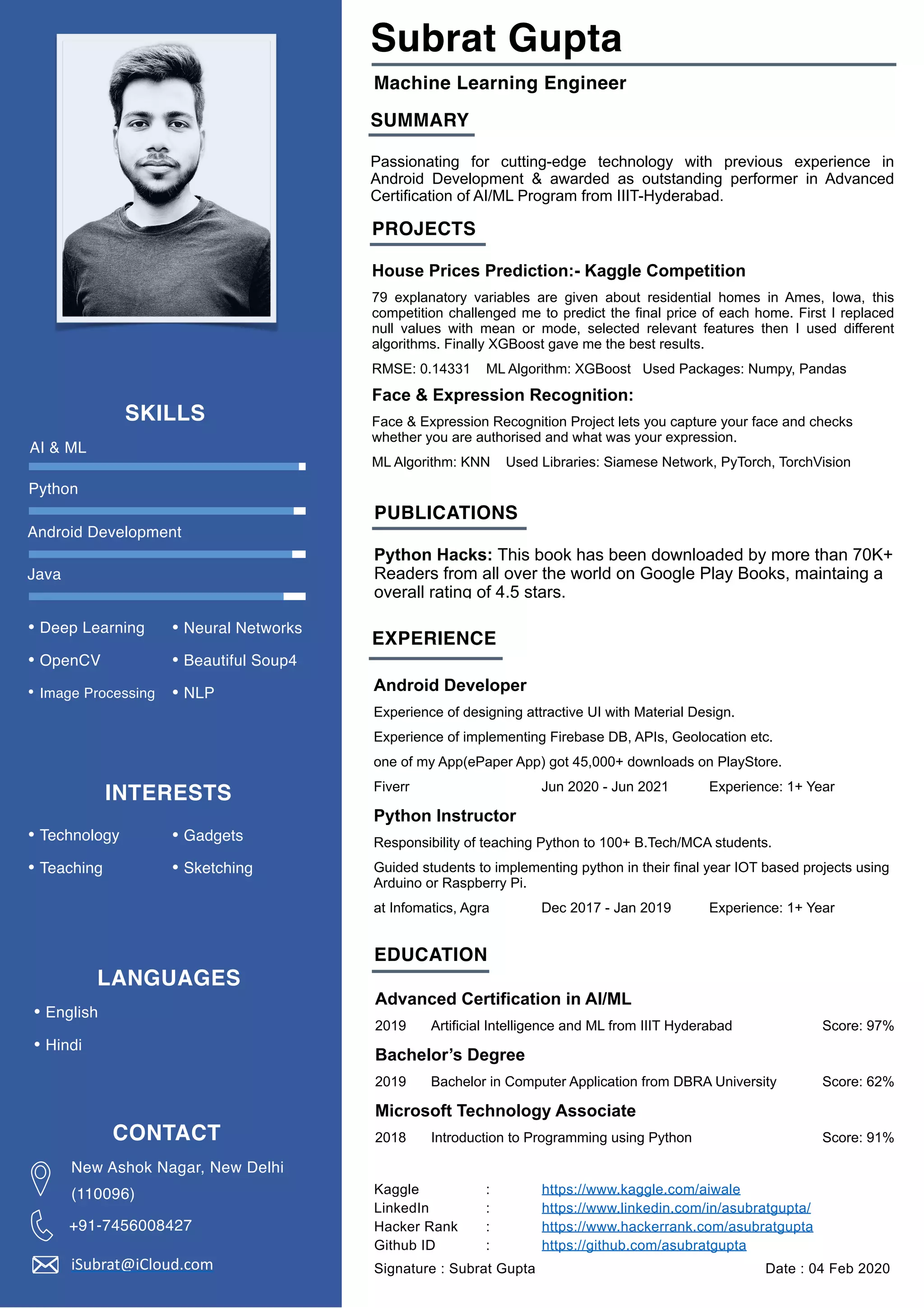 Subrat gupta's resume jun 2021 | PDF