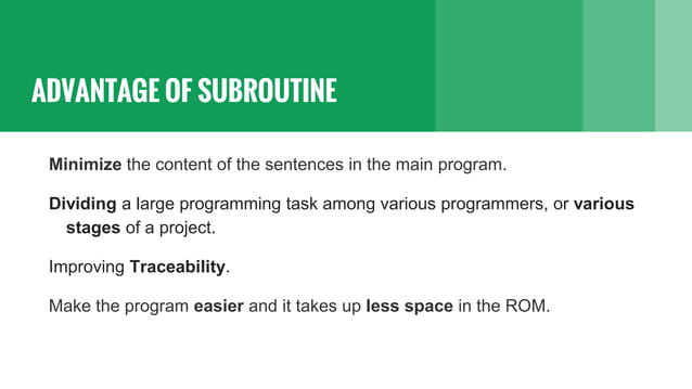 Subroutine in 8051 microcontroller | PPTX
