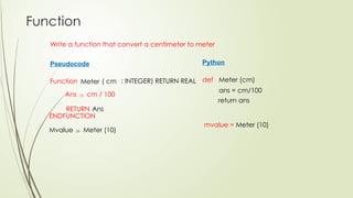 Subroutines igcses computer science powerpoint | PPTX