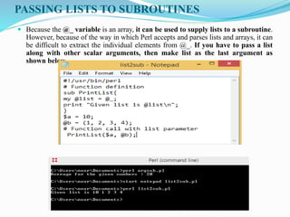 Subroutines in perl | PPTX