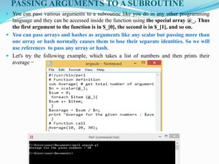 Subroutines in perl | PPT