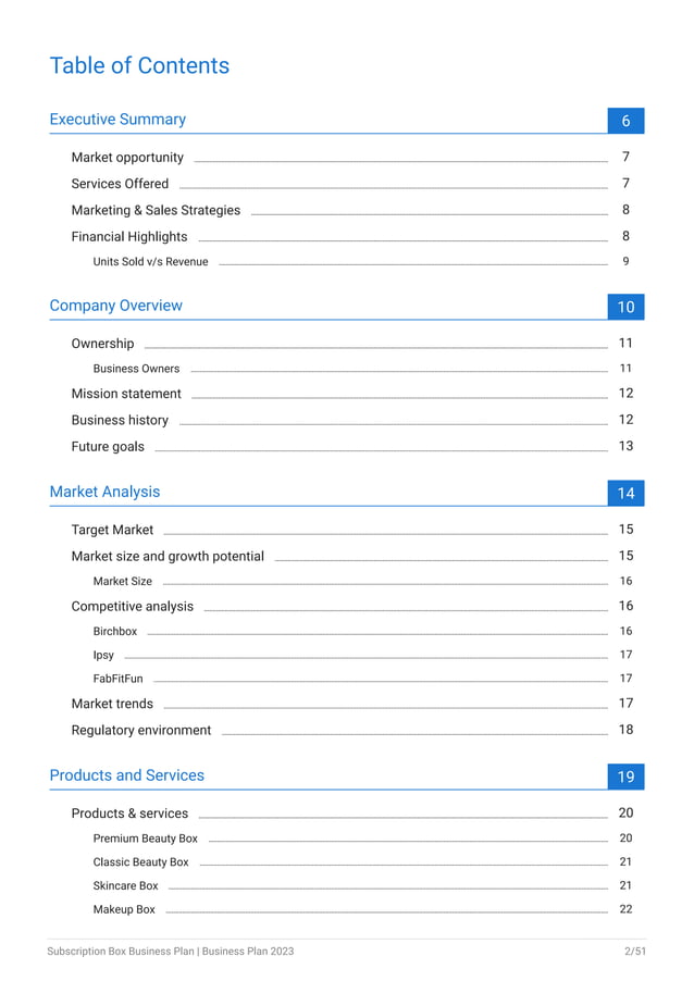 subscription box business plan example . | PDF | Business Accounting ...