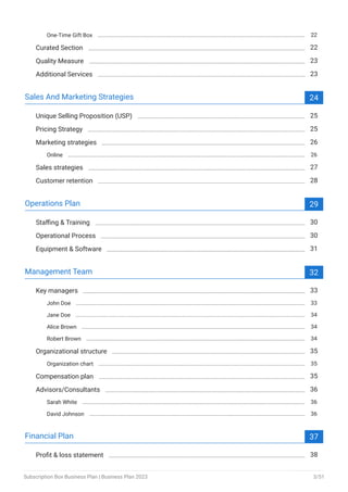subscription box business plan example . | PDF