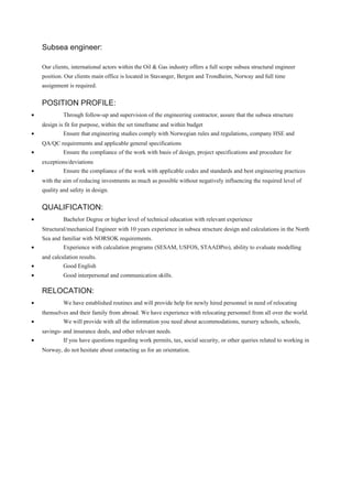 Subsea engineer | DOC