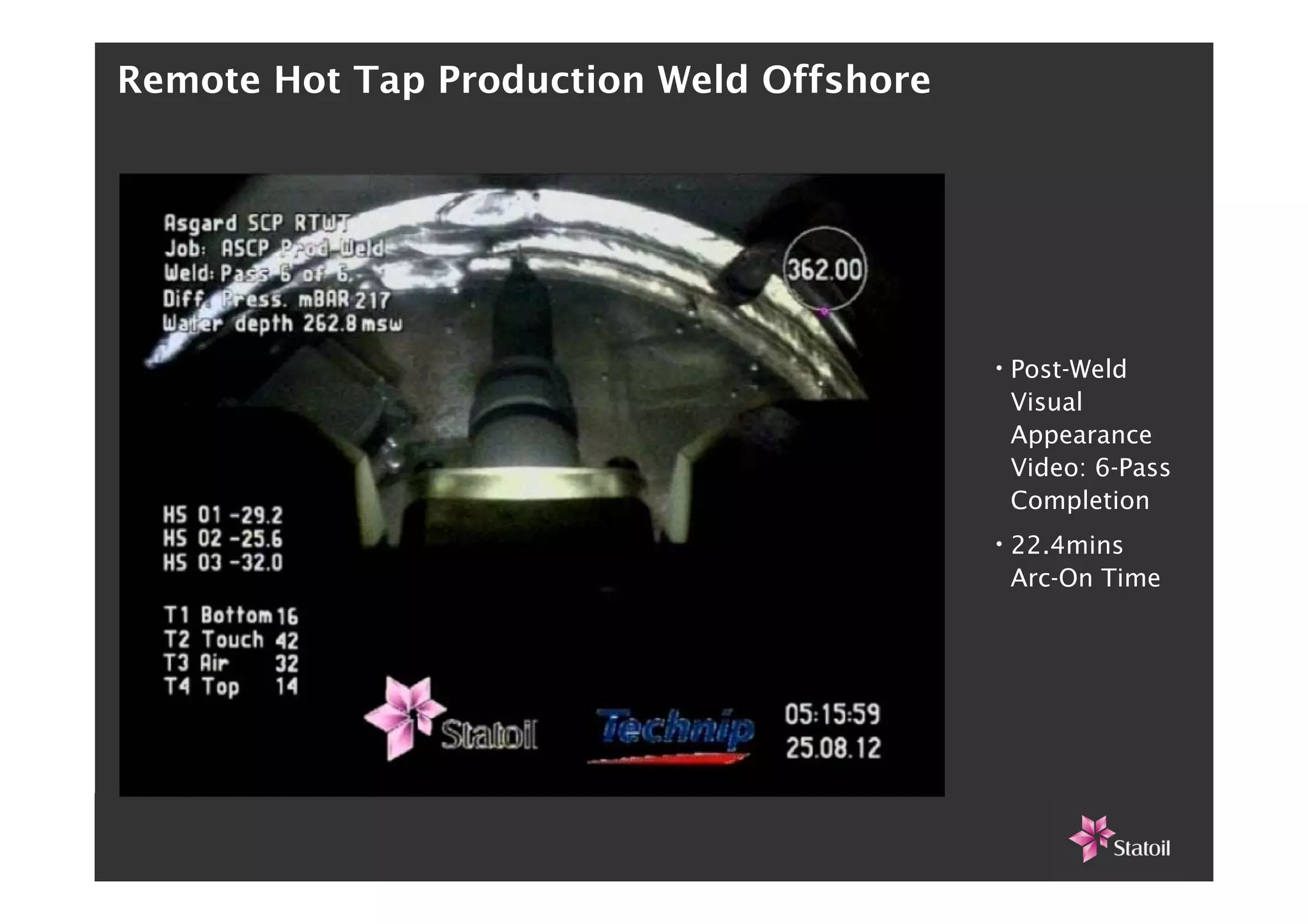Subsea pipelines the remotely welded retrofit tee for hot tap ...