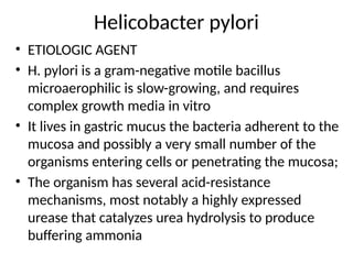 HELICOBACTER PYLORI (H OYLORI) subject seminar for md internal medicine ...