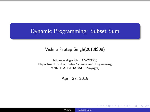 Subset sum problem(dp) | PDF