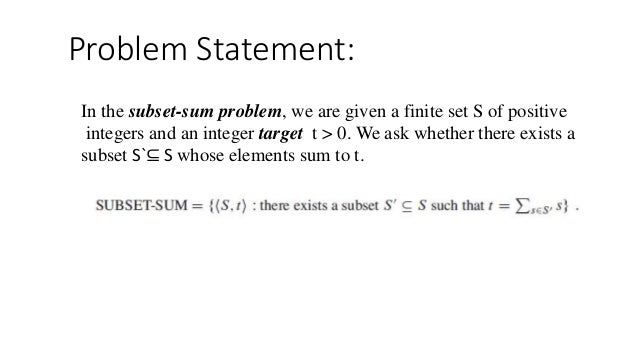 Subset sum problem Dynamic and Brute Force Approch Subset sum problem Dynamic and Brute Force Approch