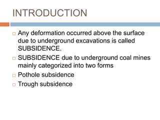 Subsidence control in coal mines | PPTX
