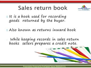 Subsidiary books financial accounting ppt prepared by prof.satish r ...