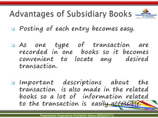 Subsidiary books financial accounting ppt prepared by prof.satish r ...