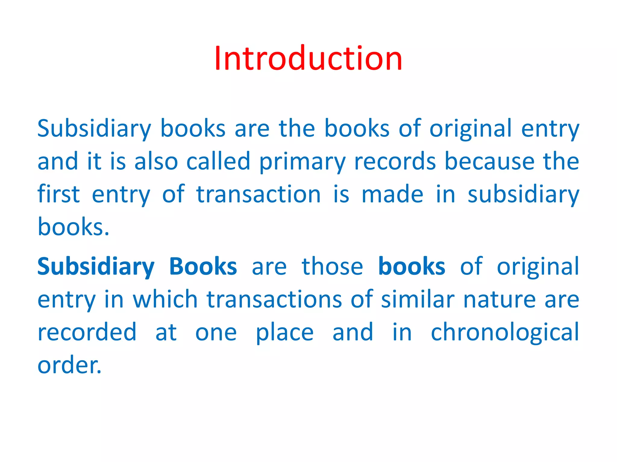Subsidiary books of account | PPTX